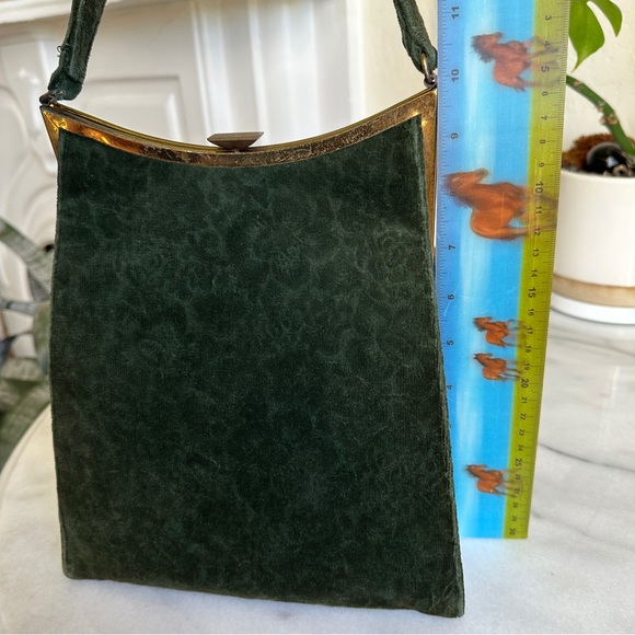Vintage | Bags | Vintage Ingber Art Deco Green Velvet Handbag Retro ...